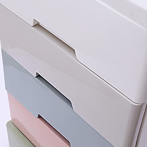 Plastic Drawers Storage Cart Mobile Cabinet with Casters, 5 Drawer Stackable Vertical Storage Tower Tall Chest Closet, Large Containers Organizer Unit (12"D x 18"W x 33"H - Multicolor1)