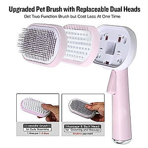 WOPQAEM Cat Brush, Self Cleaning Slicker Pets Grooming Tool for Shedding Long or Short Haired Indoor Cats, Removes Mats Tangles Loose Fur of Large Medium Small Dogs (Pink)
