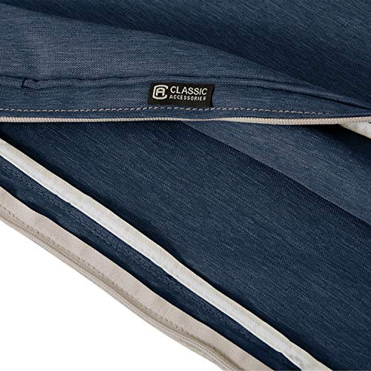 Classic Accessories Montlake FadeSafe Water-Resistant 23 x 20 x 4 Inch Patio Lounge Back Cushion, Heather Indigo Blue, Outdoor Loveseat Cushions