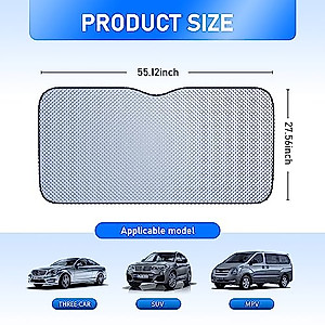 jeseny Pack-1 Car Sun Shade Windshield, 4.5Ft x 2.2Ft UV Blocking Heat Insulation Sunshade Cover, Foldable Car Protection Sunshade for Most Cars SUVs and Trucks (Silver)