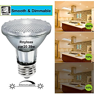 H&Z PAR20 Flood 39W 120V 480 Lumens, High Output 9 Pack 39W PAR20 Halogen Bulb (Equivalent PAR20 50W Halogen Bulb), Long Lasting PAR20 Flood 39W 120V with 3000K Warm White, PAR20 E26 Dimmable