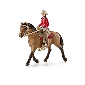 Schleich Horse Club, Western Rodeo Horse Toys for Girls and Boys, Western Rider with Horse Figurine, Ages 5+, 7.1 inch