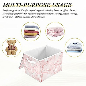 xigua Marble Storage Bins with Lids Foldable Large Cube Storage Boxes with Handles for Home Bedroom Closet Office (16.5x12.6x11.8 in)#12