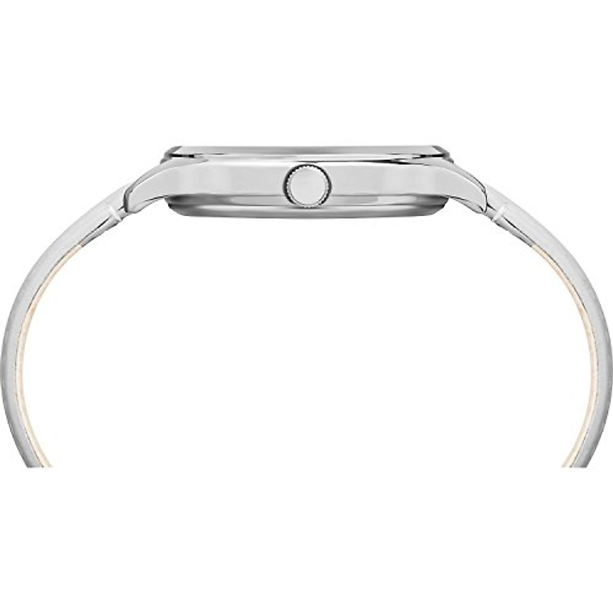 Timex Women's Crystal Bloom 36mm Watch – White Floral Crystal Accent Dial Silver-Tone Case with White Leather Strap