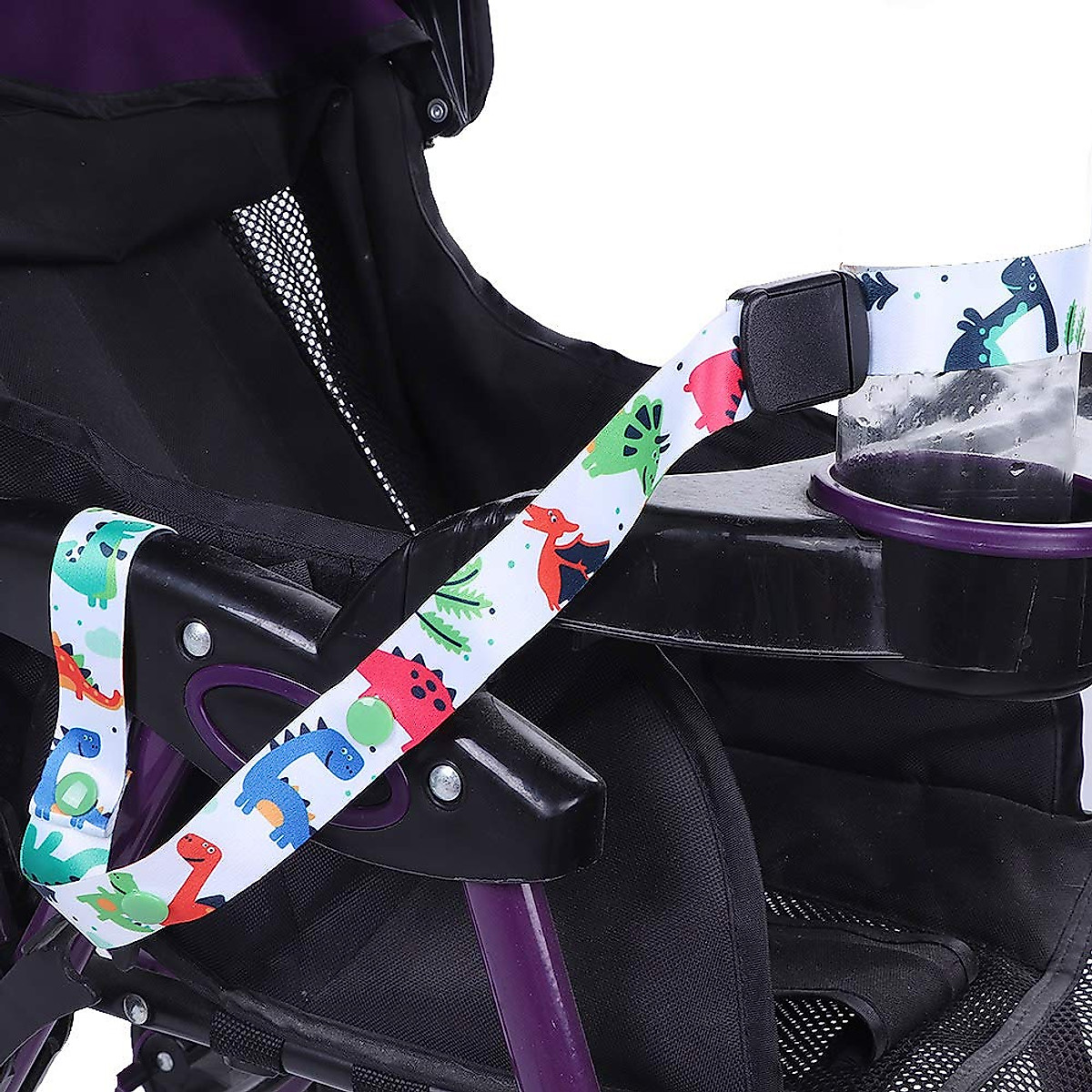 Cup Strap, 2.5cm Width Baby Feeding Bottle Cup Adjustable Strap Holder Stroller Toy Sippy Leash Tether Adjustable Bottle Cup Strap Toddler Drink Baby Bottles Holders(Dinosaur)