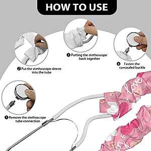 Luarisgur Stethoscope Sleeve Pink Stethoscope Covers for Nurses Love Pattern Nurse Graduation Gifts for Women Stethoscope Accessories Stethoscope Protective Cover 2 Pcs
