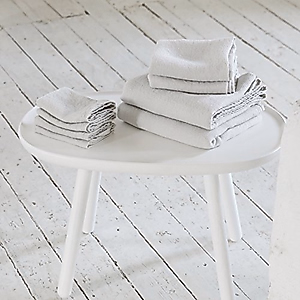 LinenMe Linen Wash Cloths Waffle Silver, 12" x 12"