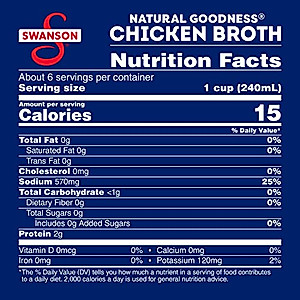 Swanson Natural Goodness 33% Less Sodium Chicken Broth, 48 oz Carton