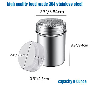 Stainless Steel Sugar Shaker Duster, Chocolate Shaker, Stainless Steel Powder Sugar Shaker Duster with Lid,Fine Mesh Cocoa Flour,Coffee Sifter with Lid,Cocoa,Chocolate,Coffee Sifter Sprinkler Dredgers