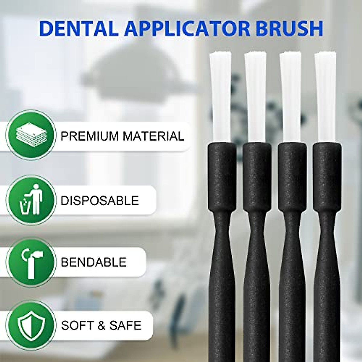 400 Pcs Disposable Dental Micro Applicators Fluoride Applicator with Dispenser, Black Bendable Applicator Brush Microbrush Applicator Tips Dental
