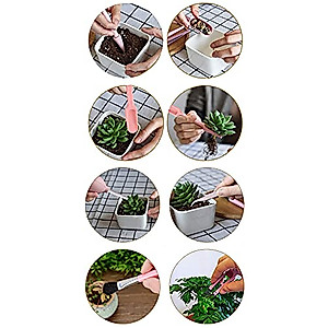 22 Pieces Succulent Planting Tools Kit, Mini Gardening Hand Tools Set - Potting,Cactus, Bonsai, Transplanting Tools + PU Nylon Gloves Coated Palm Anti-Static + Gardening Mat (Pink)_AB