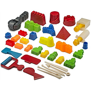 CoolSand Advanced Building Sand Molds and Tools Kit - Works with All Other Play Sand Brands - 37 Pieces Includes: Castle, Bricks and Walls Molds, and Tools - Sand Not Included