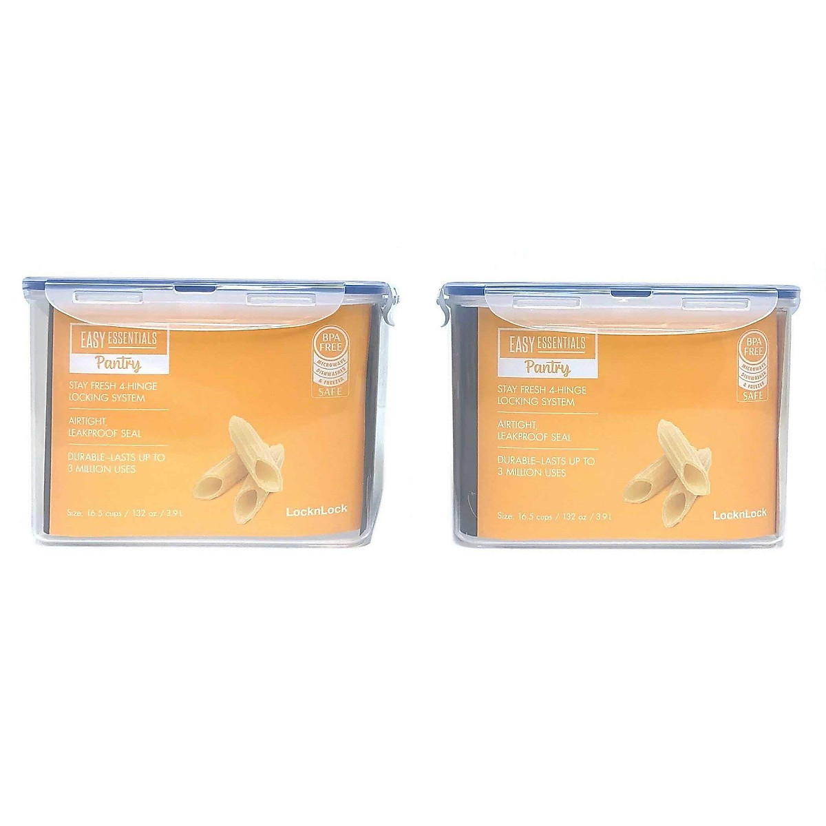 (Pack of 2) LOCK & LOCK Airtight Rectangular Tall Food Storage Container 131.87-oz / 16.48-cup