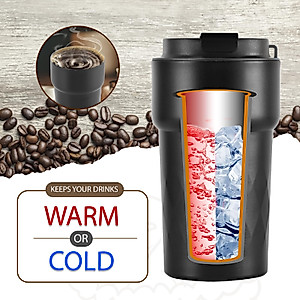 Travel Coffee Mug Spill Proof 16oz, Insulated Coffee Mug to Go, Thermo Hot Coffee Tumbler, Reusable Coffee Travel Mug with Seal Lid, Vacuum Stainless Steel Coffee Cups for Hot/Ice Coffee Tea (Purple)