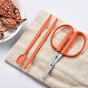 HEMOTON 5Pcs Set eat crab set lobster tools oyster shucking tools leg kit lobster crackers opener shrimp cleaning tool seafood spoon crab leg opener biscuit Stainless steel Sheller