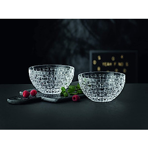 Nachtmann Bossa Nova Collection Bowl | Set of 2 Clear Crystal Glass Bowls | Basket Weave Glass Design | 6 Inch Mixing and Serving Bowl for Salad, Fruit and Snacks | Dishwasher Safe