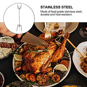 DOITOOL Stainless Steel Rotisserie Forks Air Fryer Accessories Rotating Baking Roast Chicken Fork for Kitchen