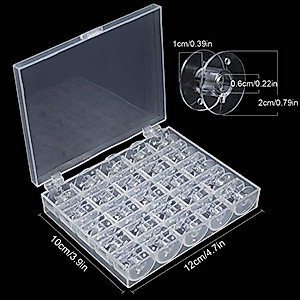 Bobbin Box，Machine Bobbin Organizer Plastic Case，Transparent 25 Slots Empty Bobbins Spools Box，Sewing Craft Plastic Case Storage Box for Sewing Machine (2-Pack 50Bobbins)