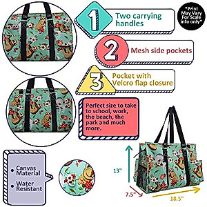 NGIL Zip-Top Organizing Utility Tote Bag with Exterior Pockets for Working Women, Teachers, Nurses, and Moms, Design in USA (Wild Life Nurse-black)