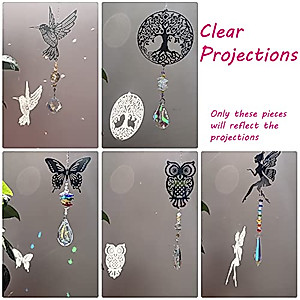 Crystal Suncatchers with Prisms Hanging Window Sun Catcher Decor Indoor Rainbow Maker Ornament Owl Hummingbird Butterfly Prism Suncatchers Gift, Pack of 5 (Silver)