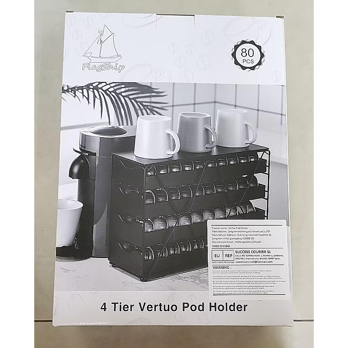 Flagship for Nespresso Pod Holder Drawer Large Mullti Tier Coffee Pod Holder Vertuo (4 Tier (80Pods))