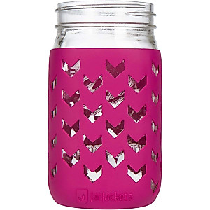 JarJackets Silicone Mason Jar Sleeve - Fits 32oz (1 Quart) Regular or Wide-Mouth Jars … (1, Sangria)