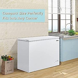 COSTWAY Chest Freezer, 7.0 Cu.ft Upright Single Door Refrigerator with 4 Removable Baskets, Compact Freezer with Manual Defrosting & Mechanical Temperature Control for Apartments, Dormitories Garage