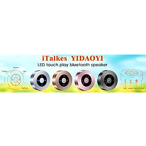 YIDAOYI LED Touch Play Bluetooth Speaker Portable Wireless Speakers with HD Sound / 12-Hour Playtime/Bluetooth 5.0 / Micro SD Support, for iPhone/ipad/Samsung/Tablet/Laptop/Notebook (Gold)