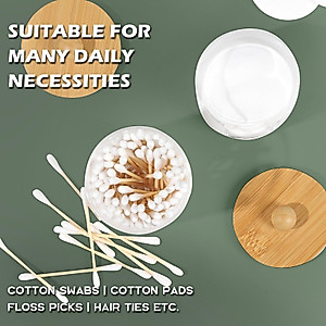 Qtip Holder Dispenser -10 oz Multipurpose Storage Boxes with Natural Bamboo Lids for Organizing Cotton Swabs, Pads, Dental Floss, 2 Count (2 Count)