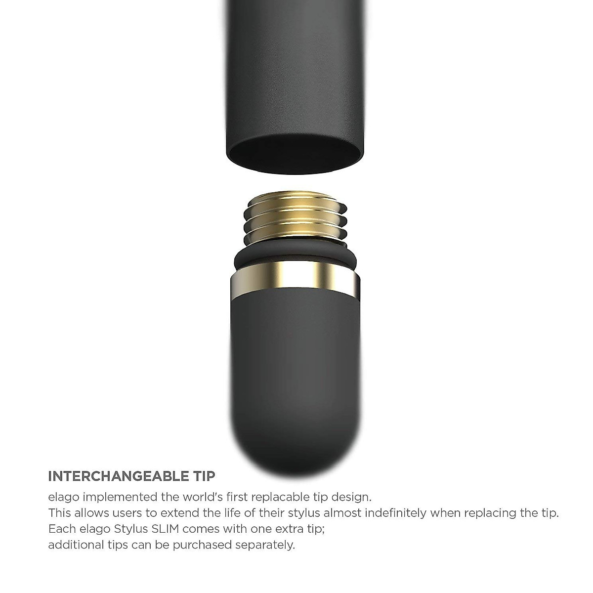 elago Premium Aluminum Stylus Pens for All Touch Screen Tablets/Cell Phones [Slim][Black], Replaceable Tip, Extra Tip Included, Compatible with iPhone, iPad, Galaxy S Series, Galaxy Tab, Kindle Fire