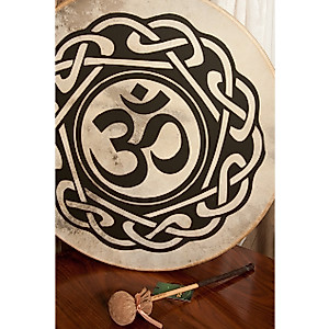DOBANI Pretuned Goatskin Head Wood Frame Drum w/Beater 22"x2" Om