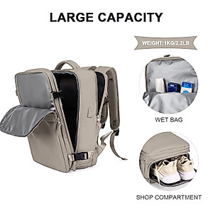 coowoz Travel Laptop Backpack For Women Men Airline Approved,Carry On Backpack,Large Hiking Backpack Waterproof Outdoor Sports Rucksack Casual Daypack Fit 15.6 Inch College Backpack (Brown)