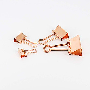 YOPINK Binder Clip Paper Clamps, Assorted Sizes (Mini, Small, Medium, Large), 100 Pcs Clips for Office School Supplies (Rose Gold)