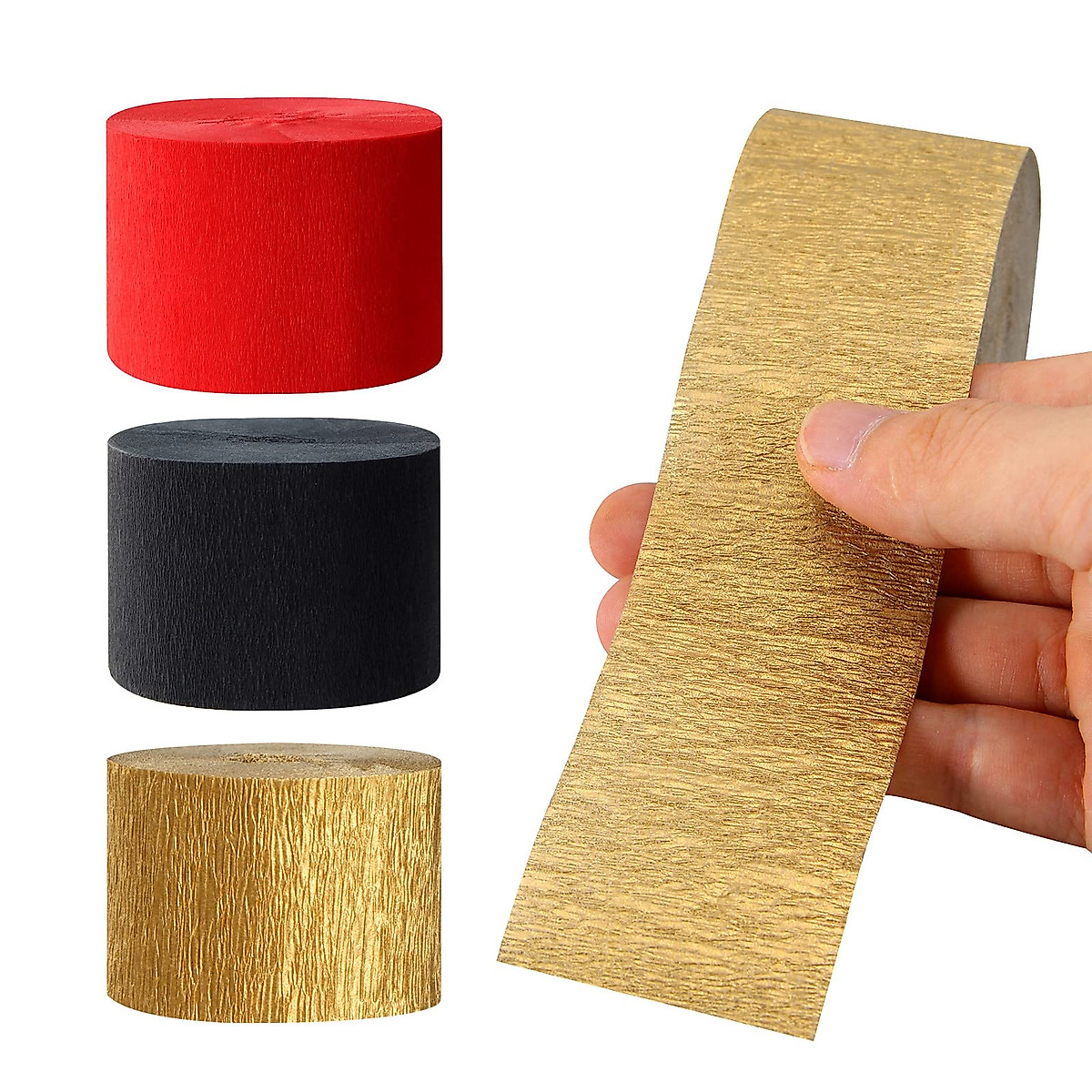 Red-Black Gold Casino-Theme Party-Decorations Streamers - 9 Rolls Graduation Wedding Birthday Baby Bridal Shower Crepe Tissue Paper Streamer Garland Decor Panduola