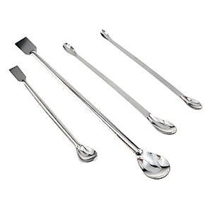 Meuey Lyot 1Set Stainless Steel Micro Sampling Spoons Spatula Combination Reagent Spoons Laboratory Supplies (Pack of 4)