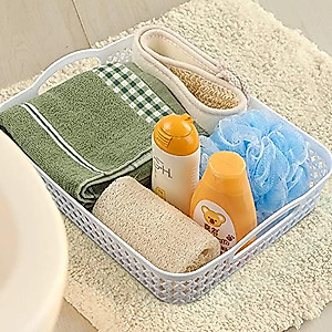 Nesmilers Plastic Storage Tray Baskets, 6-Pack White Basket Trays