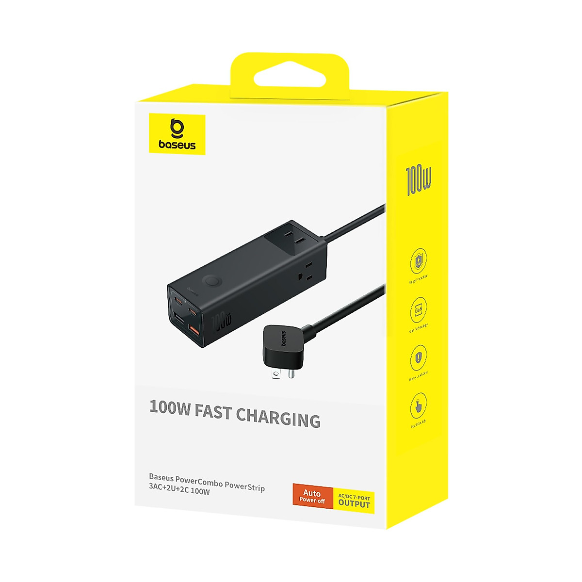 Baseus Charging Station 100W, 7-Port GaN USB C Charger Power Strip Surge Protector 1200J with 5ft Extension Cord, Fast Charging Desktop Outlet Extender for Laptop, MacBook, iPhone, Travel, Work