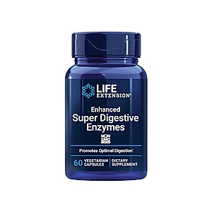 Life Extension Enhanced Super Digestive Enzymes, Supports Digestion, Comfort, digesting Plant-Based Foods, Non-GMO, Vegetarian, 60 Capsules