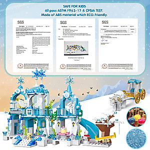 Dream Girls Princess Castle Building Blocks Ice Castle Building Toys for Girls, Ice Palace with 2 Princess Mini-Dolls Friends Sets Christmas Birthday Gift STEM Playset for Kids Age 6-12 477 Pieces