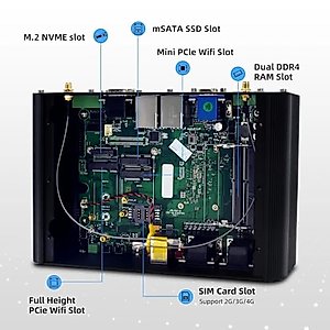 Industrial PC, Fanless Computer, 10th Gen Core i7-10510U, 32GB DDR4 RAM 512GB SSD, Industrial Mini PC HDMI+VGA Dual Display, 2Gigabit RJ45 Lan, 4USB3.0, 2RS232 Com, 4RS485 Com, Dual Band WiFi, BT