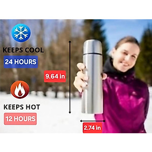 CIGACOR Stainless Steel Thermal Bottle – 17oz Coffee Thermos – Keeps Drinks Hot for 12H / Cold for 24H – Leakproof Lid – Compact & Portable for Car, Office, Gym & Travel – Double Wall Insulated