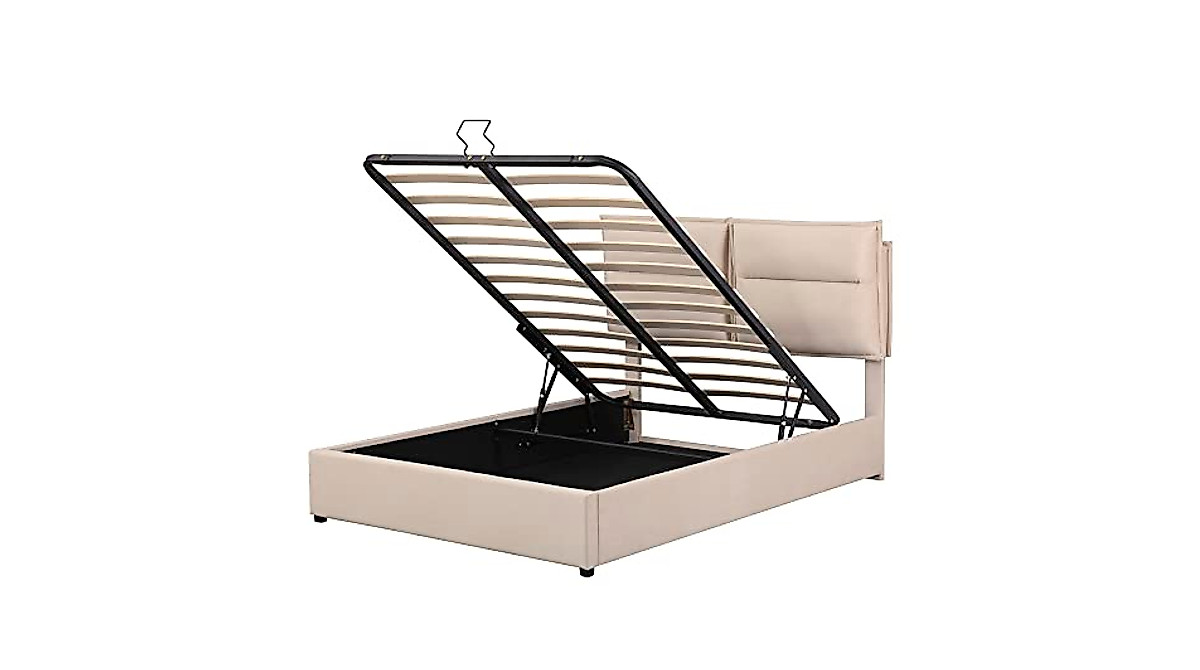Merax Full Upholstered Bed with Hydraulic Storage
