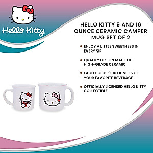 Toynk Hello Kitty 9 and 16 Ounce Ceramic Camper Mug Set of 2