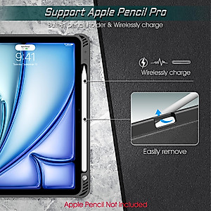 FINTIE CaseBot Magnetic Stand Case for iPad Air 11-inch M2 (2024), iPad Air 5th / 4th Generation (2022/2020) 10.9 Inch - Multiple Angles Shockproof TPU Cover with Pencil Holder - Black