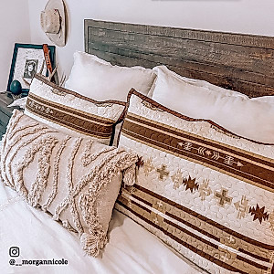 Paseo Road by HiEnd Accents Dakota Western Bedding 3 Piece Quilt Set with Pillow Shams, Full Queen Aztec Bedding Set, Brown Tribal Southwestern Bedding, Geometric Pattern Cotton Reversible Bed Set