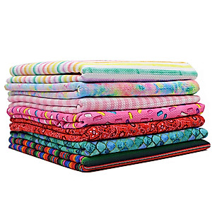 David Angie Classic Geometric Printed Bullet Textured Liverpool Fabric Bundles 4 Way Stretch Spandex Knit Fabric 7pcs by Half Yard for Head Wrap Accessories (Assorted)
