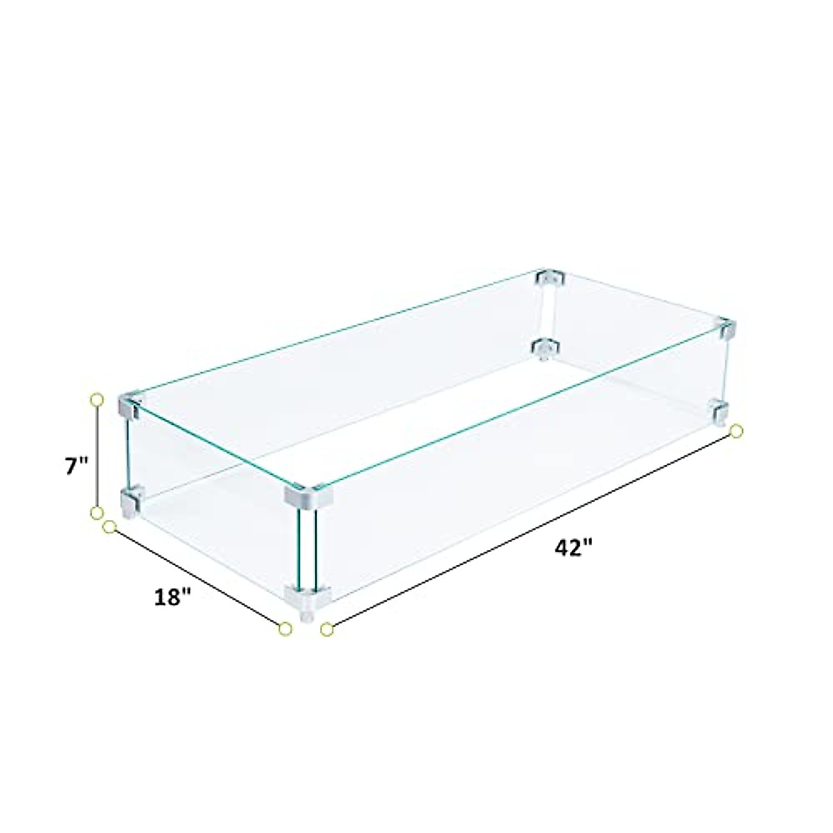ECOTOUGE Fire Pit Wind Guard for Fire Table, 30.7” x13” x4.7” Clear Tempered Glass Flame Guard with Hard Aluminum Corner Bracket & Rubber Feet
