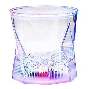 Liquid Activated Multicolor LED Old Fashioned Glasses ~ Fun Light Up Drinking Tumblers - 10 oz. - Set of 4