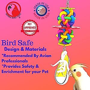 Bonka Bird Toys 1977 Sneaker Snowflake Bird Toy Durable Chew Treat Foraging Ball Parrot, Parrotlet, Quaker, Cockatiel, African Grey, and Similar pet Birds.