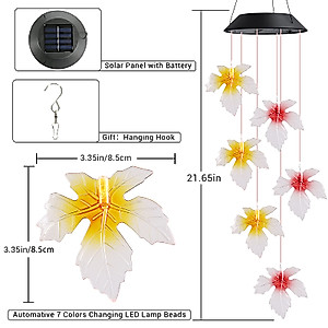 Toodour Solar Wind Chimes, Color Changing Maple Leaf Wind Chimes, LED Mobile Wind Chimes, Waterproof Outdoor Wind Chime Lights for Garden, Patio, Party, Window, Thanksgiving